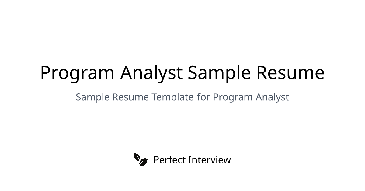 Program Analyst Sample Resume